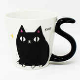 Kuro Black Cat Tail Mug – 3 Cat Brothers Japan Porcelain – Miss Girlie Girl